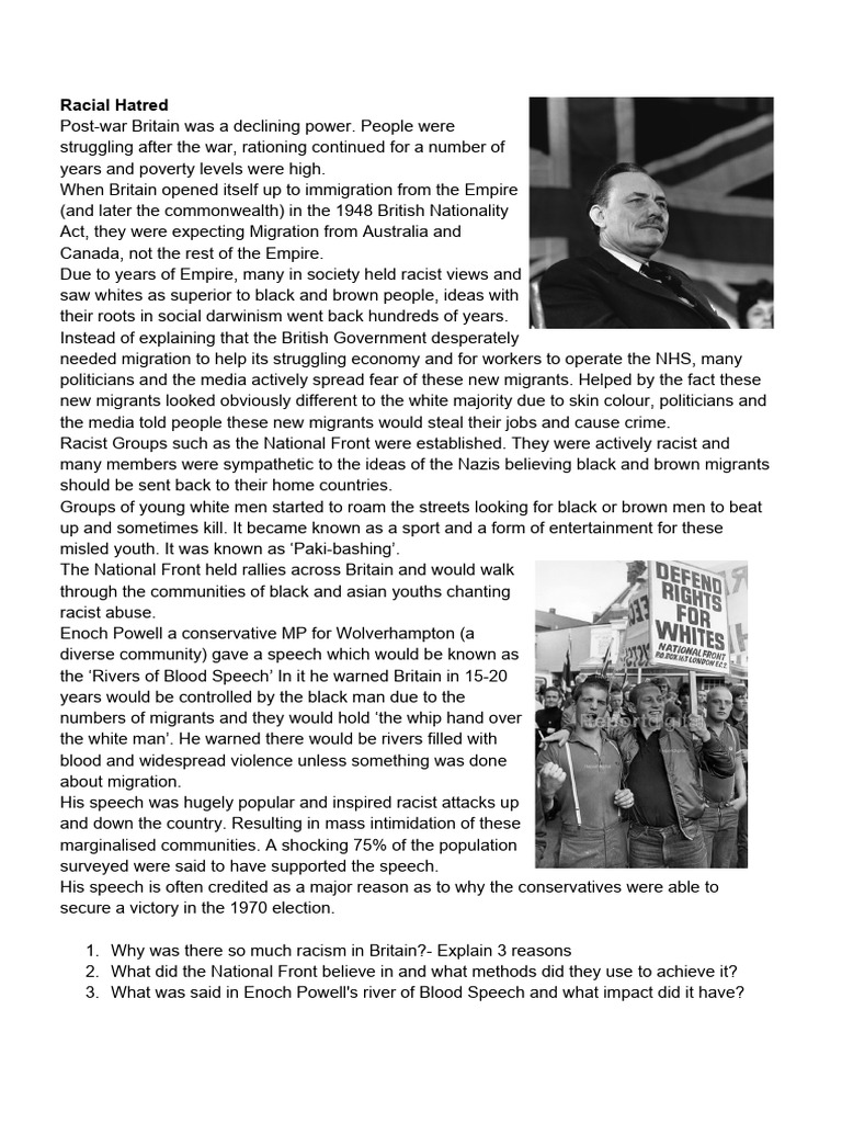 Windrush Information On How Britain Reacted | PDF | Racism ...