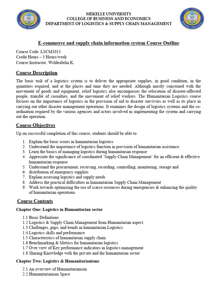 E-Commerce and Supply Chain Information System Course Outline ...