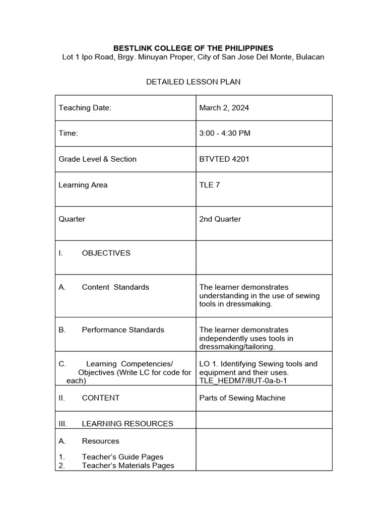 Tle 7 | PDF | Sewing Machine | Sewing