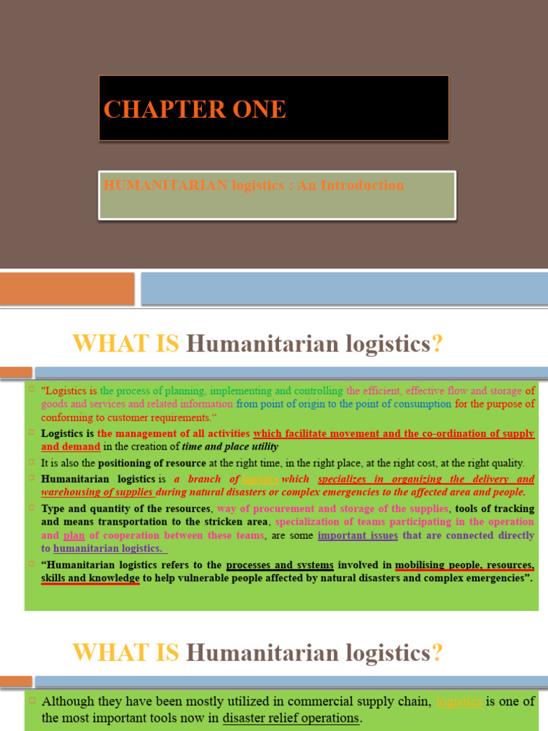 Humanitarian Logistics PPT C-1 (UG) | PDF | Logistics | Supply Chain