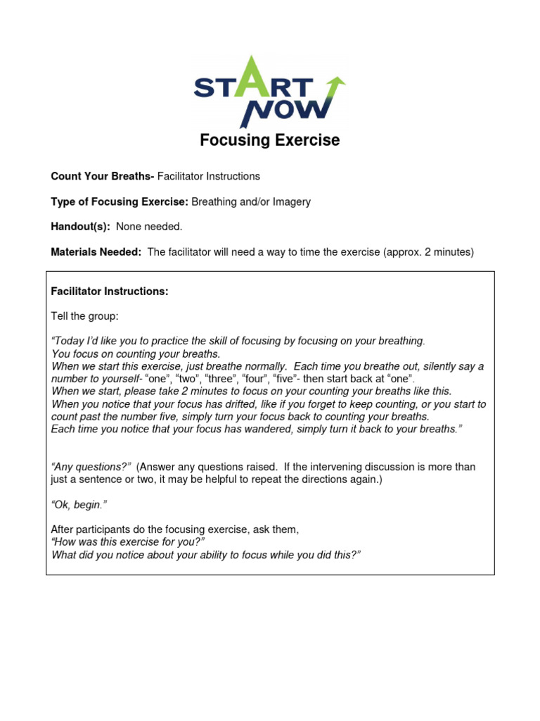 Focusing Exercises July 2016 | PDF | Crossword | Psychology