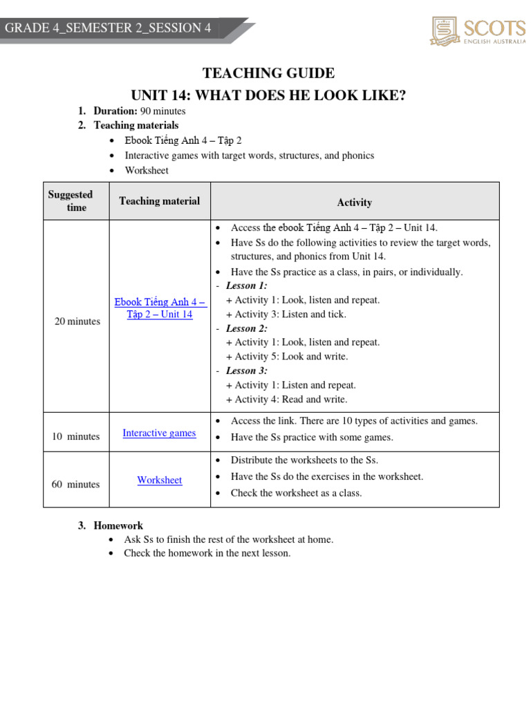 Grade 4 Unit 14 Teaching Guide | PDF