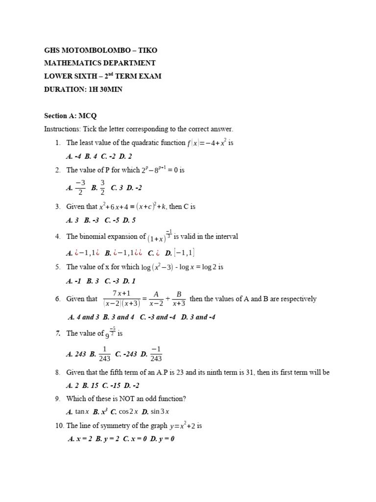 Lower Sixth Mathematics | PDF | Function (Mathematics) | Functions And ... Lower Sixth Mathematics | PDF | Function (Mathematics) | Functions And ...