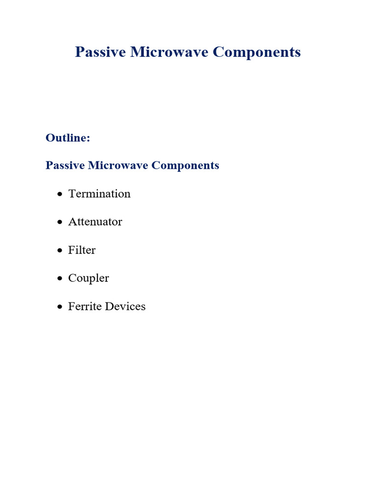Overview of Passive Microwave Components | PDF | Computer Engineering ...