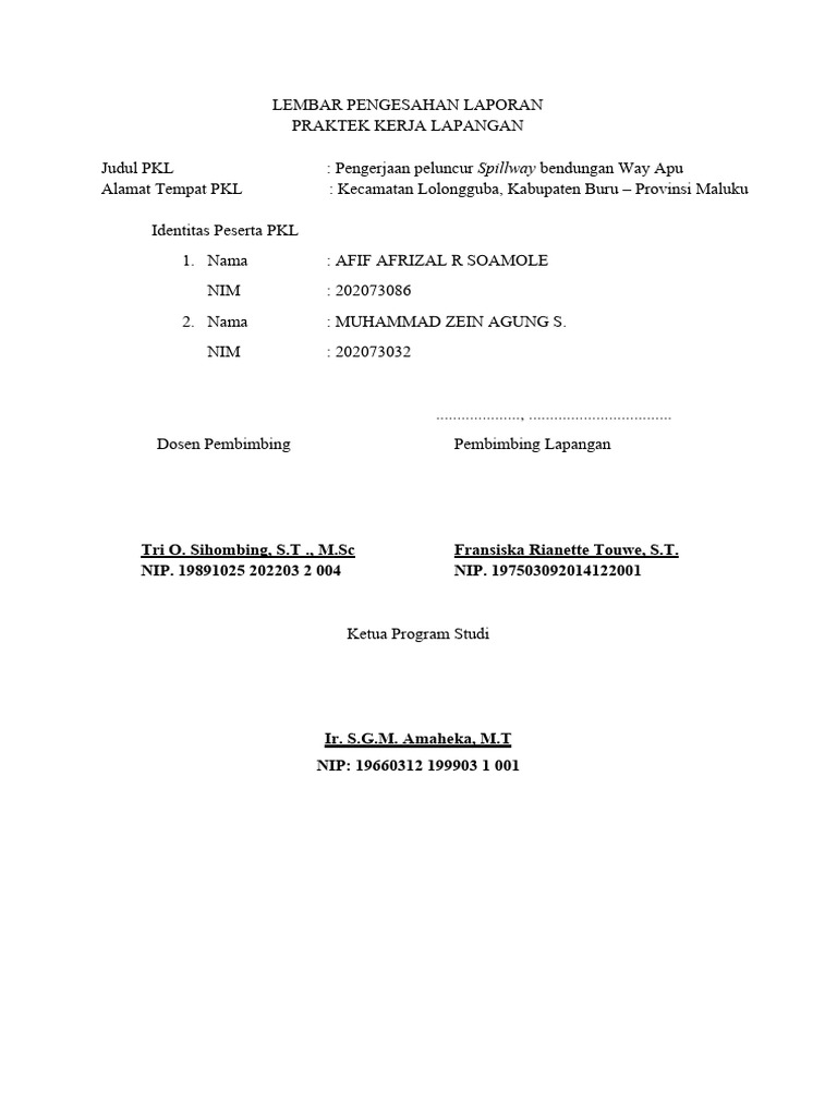 Lembar Pengesahan Laporan | PDF