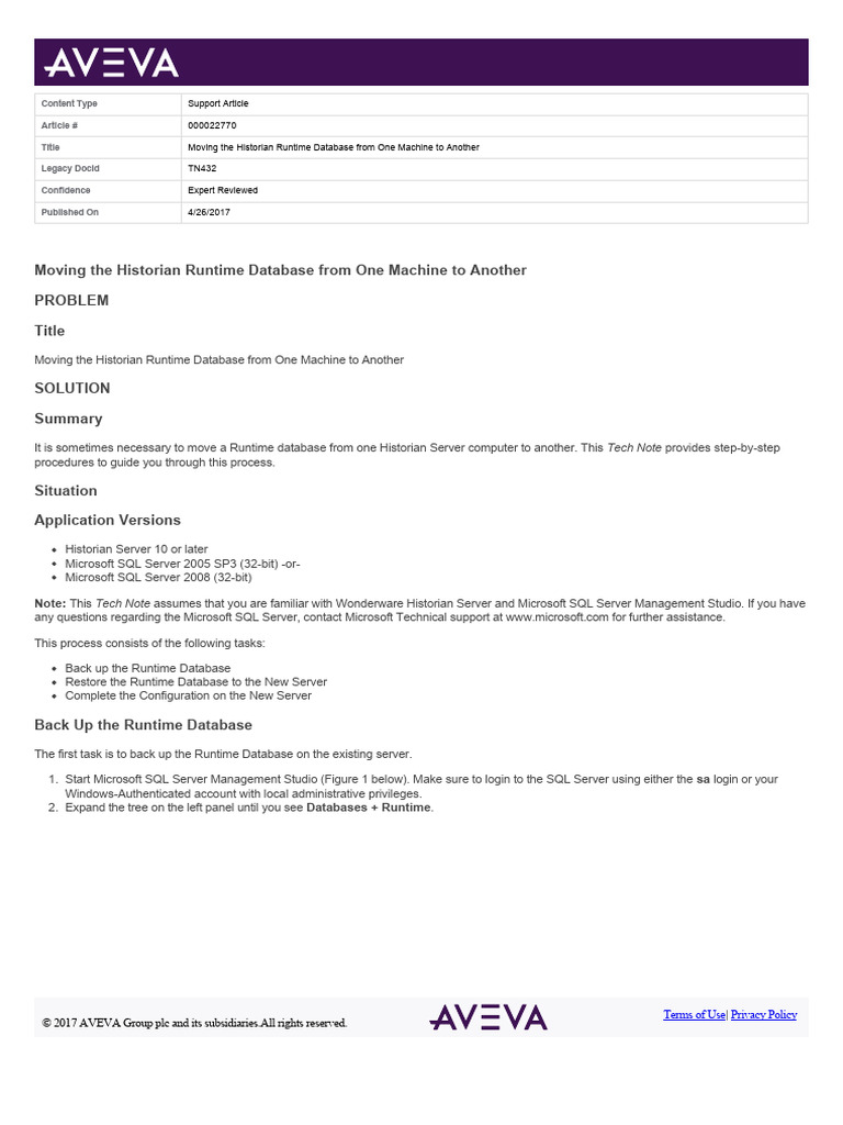 Moving The Historian Runtime Database From One Machine To Another | PDF ...
