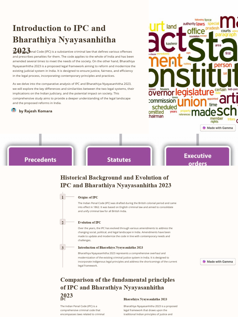 Introduction To IPC and Bharathiya Nyayasanhitha 2023 | PDF | Crimes ...