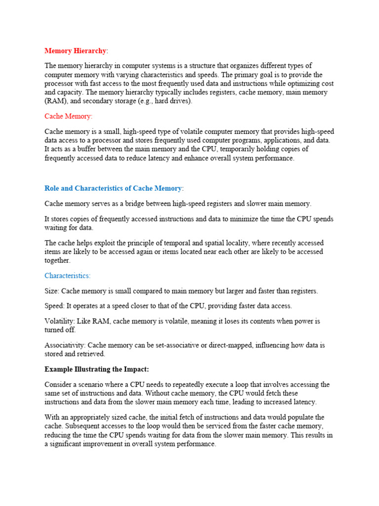 Memory Hierarchy | PDF | Computer Data Storage | Cpu Cache
