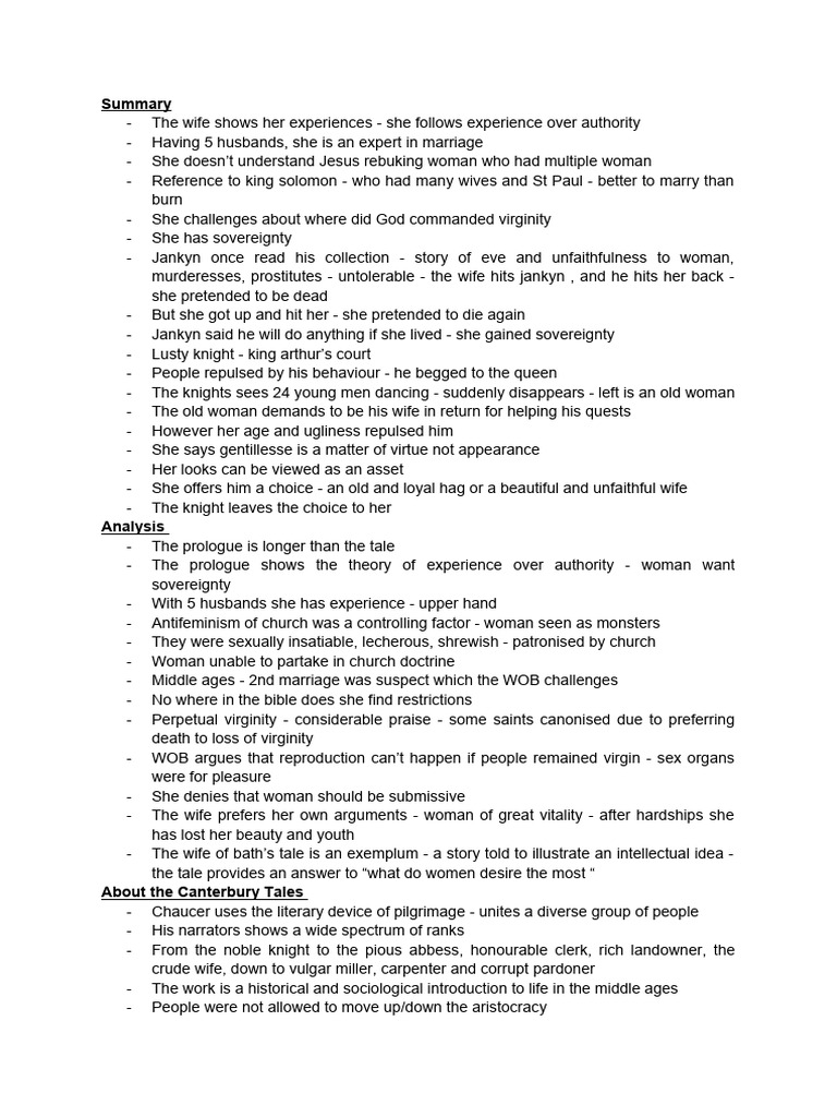 Knowledge Organise | PDF | The Canterbury Tales