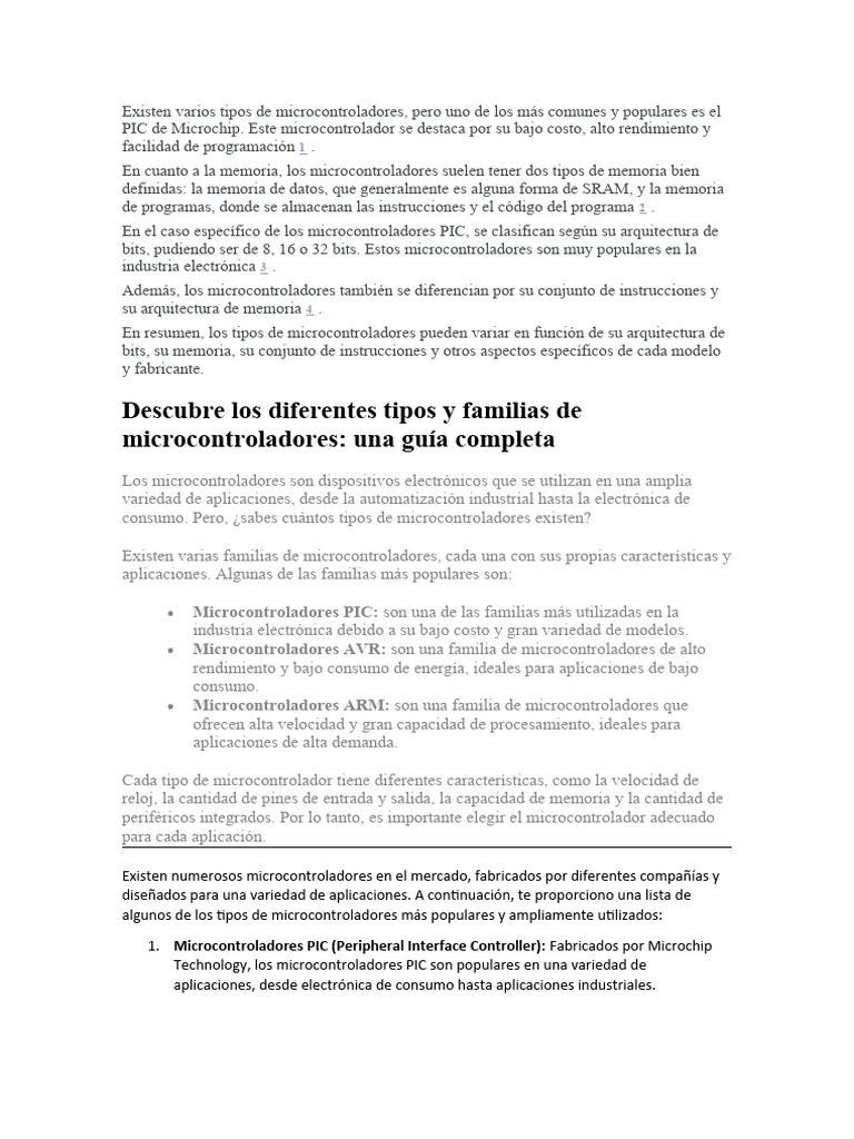 Existen Varios Tipos de Microcontroladores | PDF | Microcontrolador ...