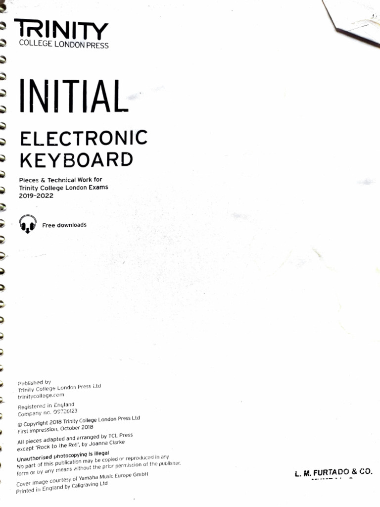 Trinity Keyboard Initial Grade | PDF | Scale (Music) | Minor Scale