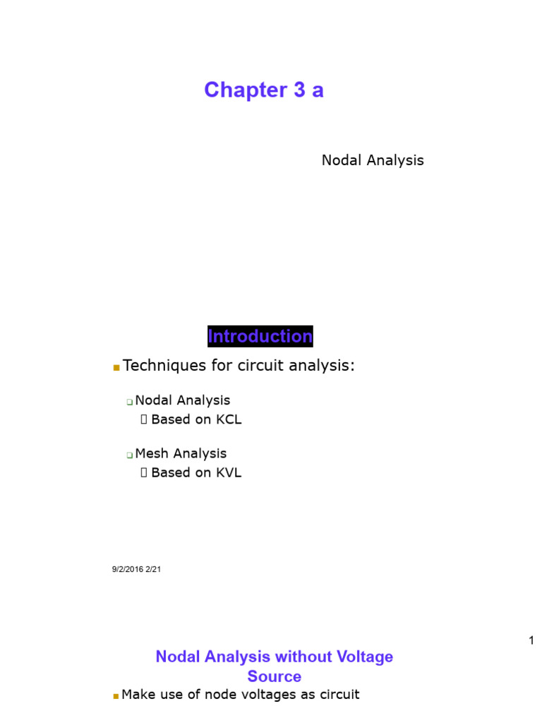 Chapter 3a Nodal Analysis | PDF | Electrical Network | Electronic Circuits