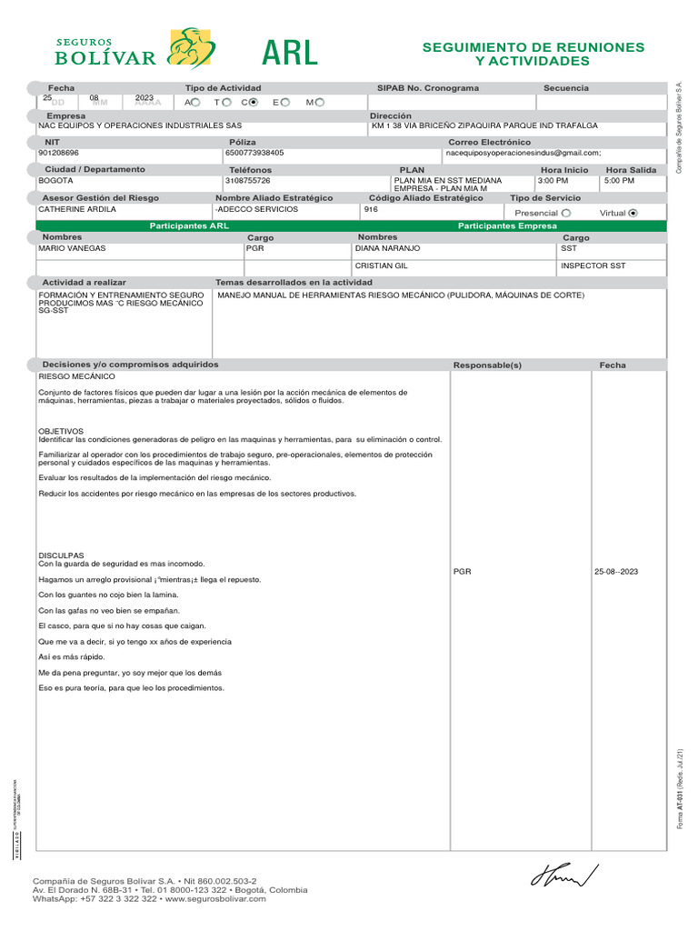 At 031 25-8-2023 Nac Equipos y Operaciones Industriales Sas | PDF