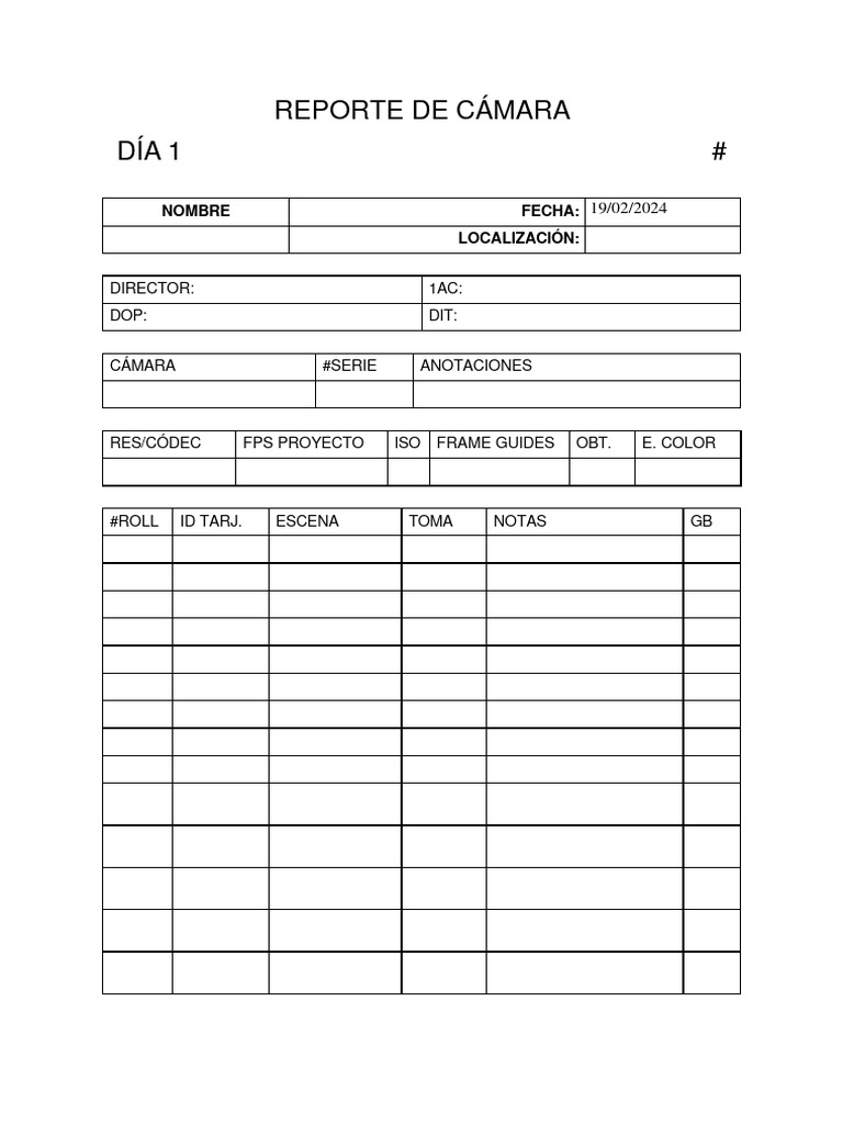 REPORTE DE CÁMARA-Blanco - Aj.330 | PDF