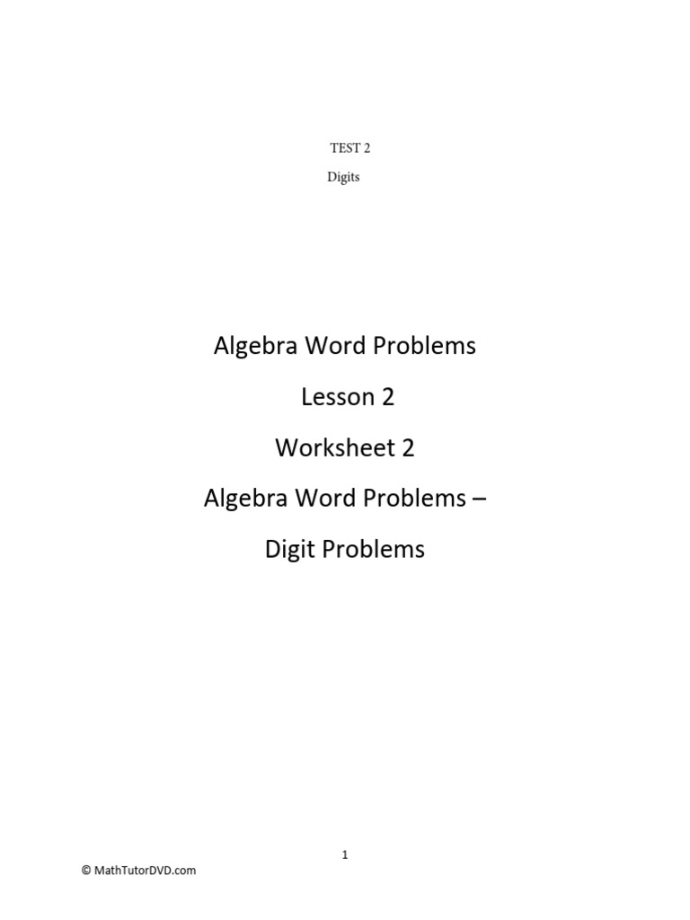Algerbra Word Problems | PDF