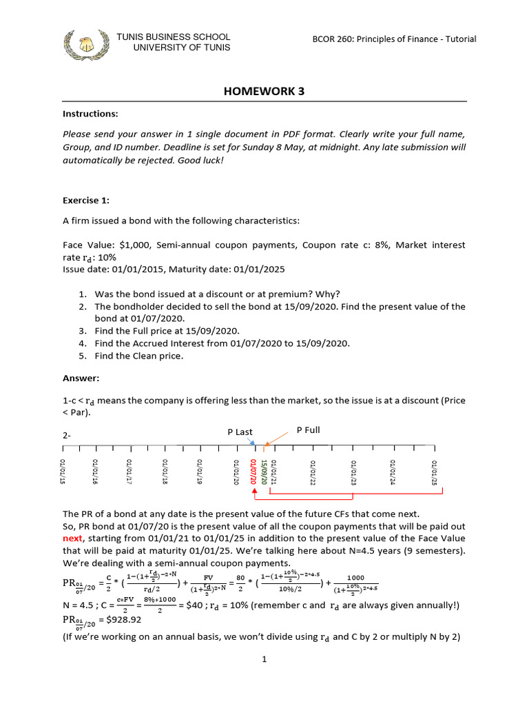 HMW 3 - Answers | PDF | Bonds (Finance) | Discounting