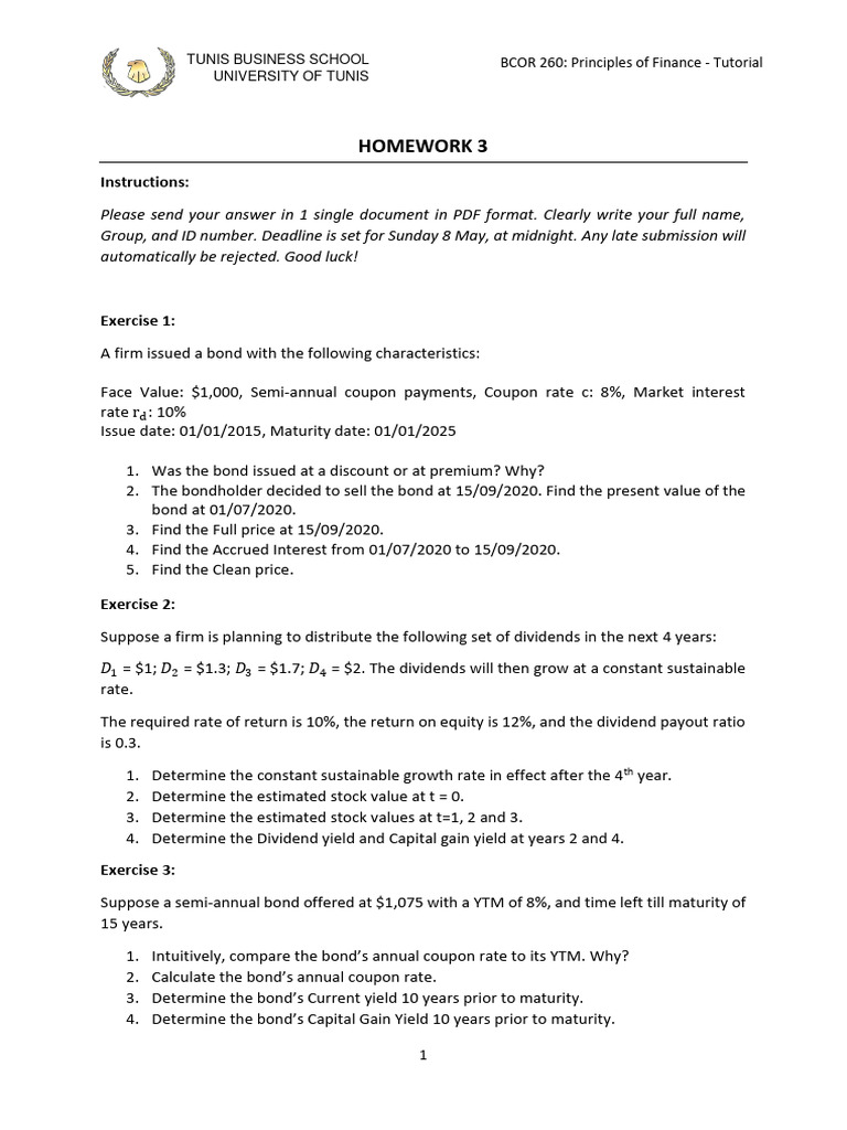 HMW 3 | PDF | Bonds (Finance) | Yield (Finance)