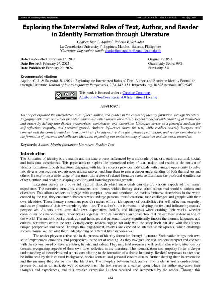 Exploring The Interrelated Roles of Text, Author, and Reader in ...