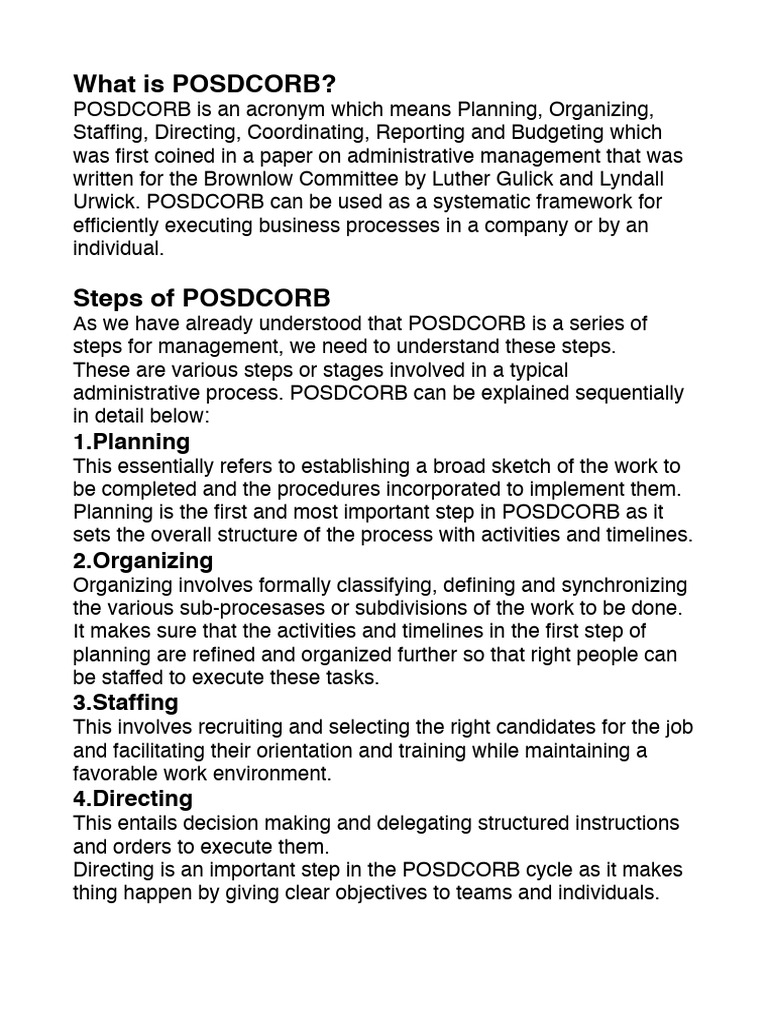 POSDCORB | PDF