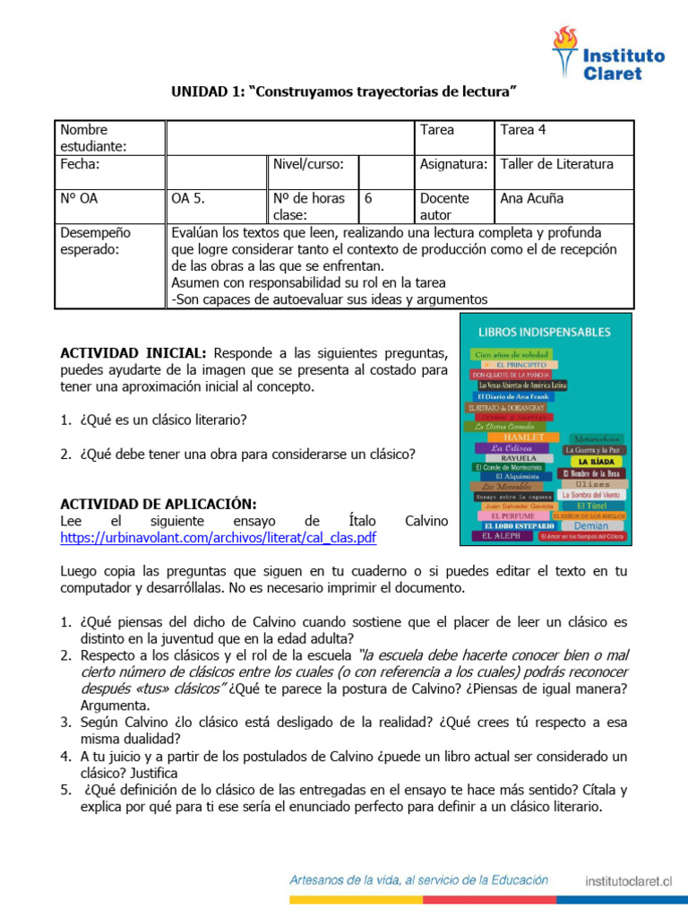 Clásicos literarios: Lectura y reflexión | PDF | Ficción general