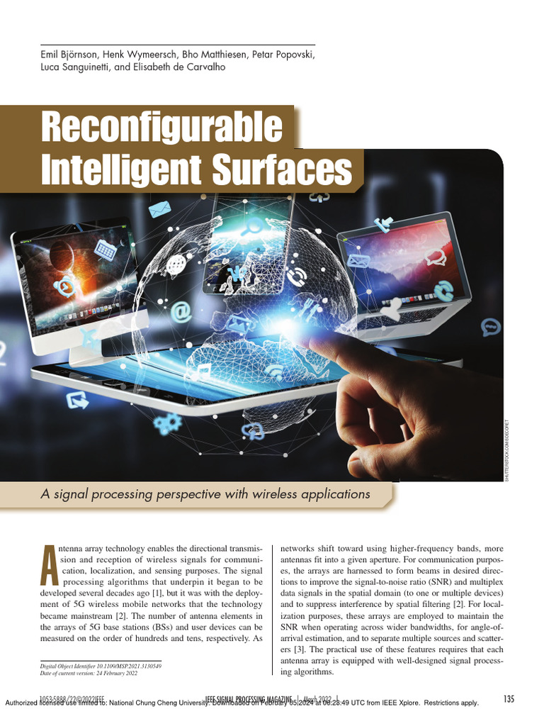 Reconfigurable Intelligent Surfaces A Signal Processing Perspective With Wireless Applications ...