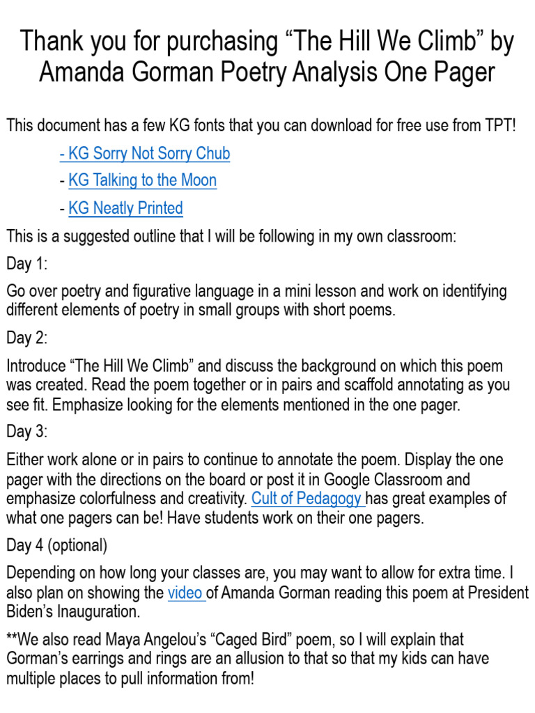 Thank You For Purchasing "The Hill We Climb" by Amanda Gorman Poetry ...