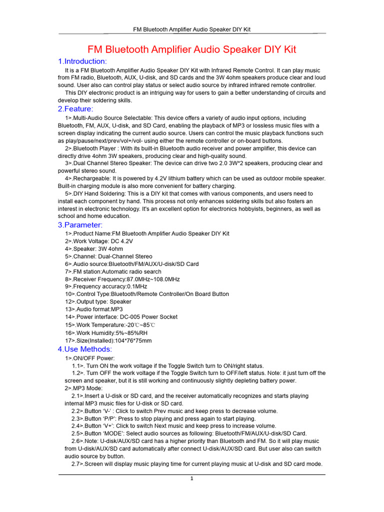 FM Bluetooth Speaker | PDF | Remote Control | Frequency Modulation