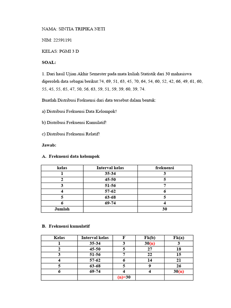 STATISTIK Tgs 1 | PDF