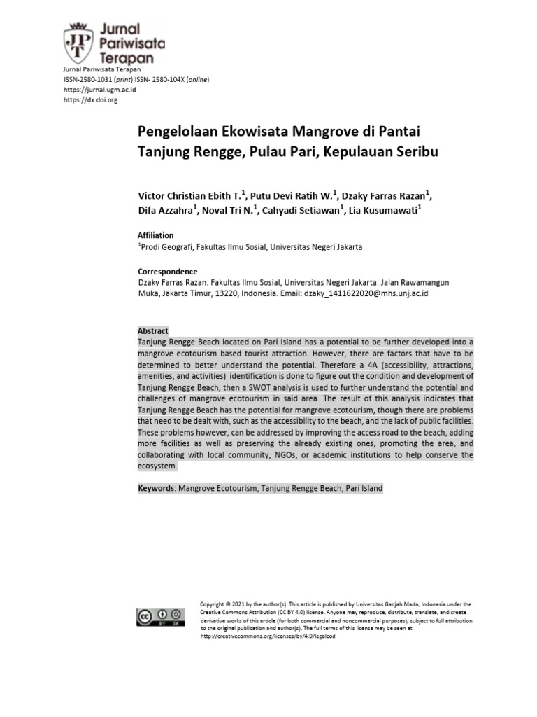 Pengelolaan Ekowisata Mangrove TanjungRengge | PDF | Earth Sciences ...