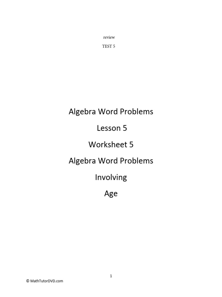 Algerbra Word Problems | PDF | Equations | Elementary Mathematics