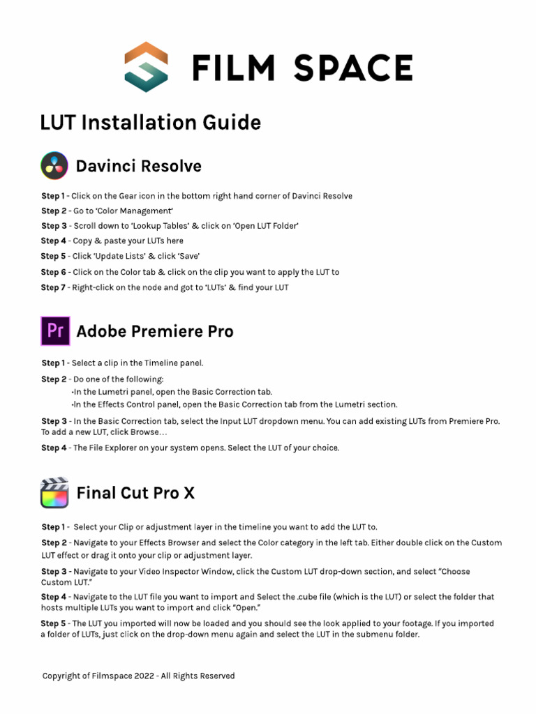LUT Installation Guide | PDF