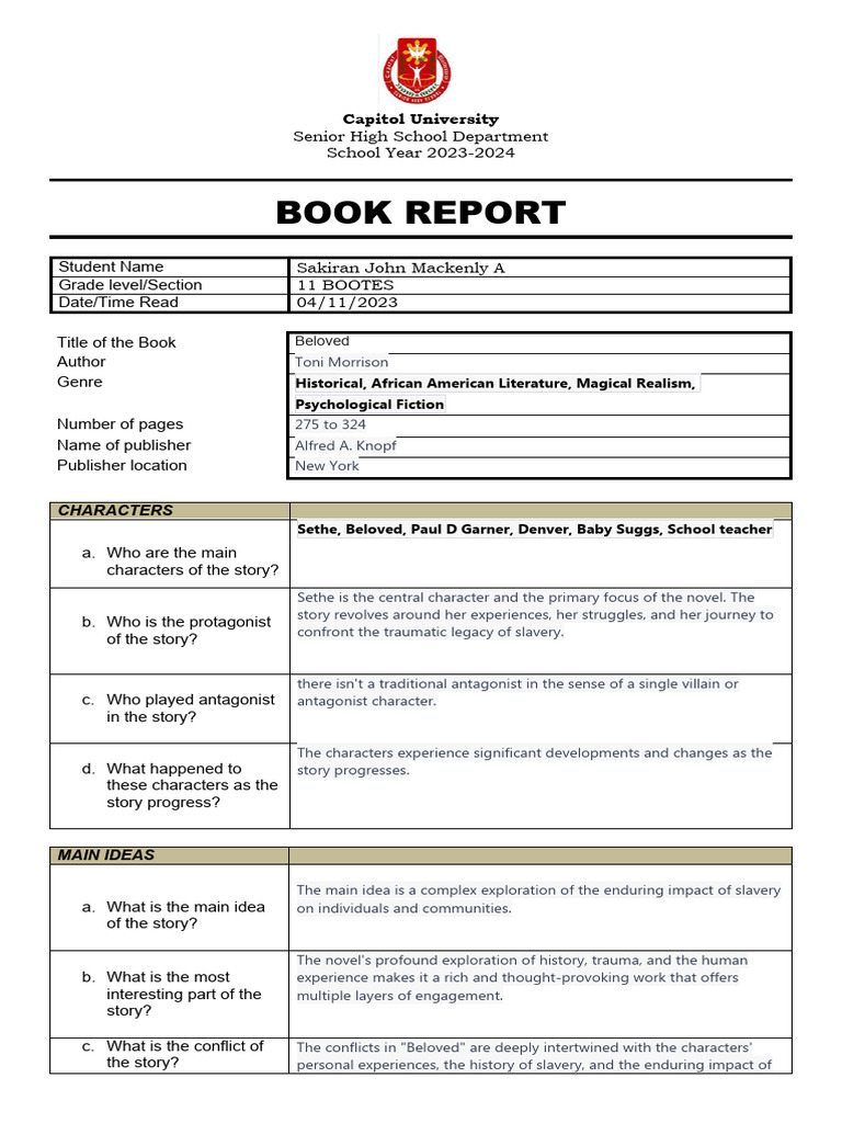 ENGLISH Book Report Format Keken2 | PDF