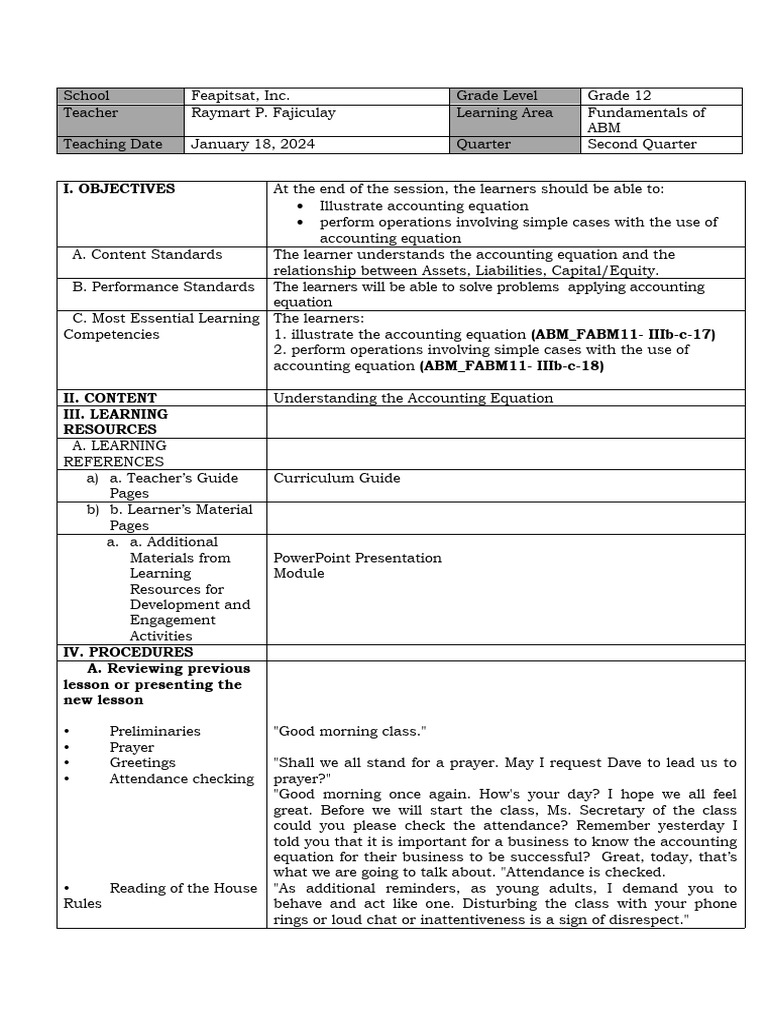 LP3-Accounting Equation | PDF