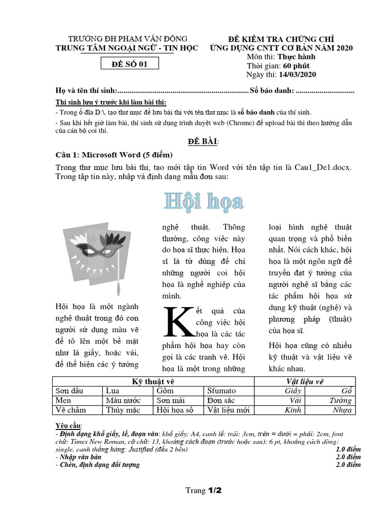 DeThi14 03 2020 | PDF