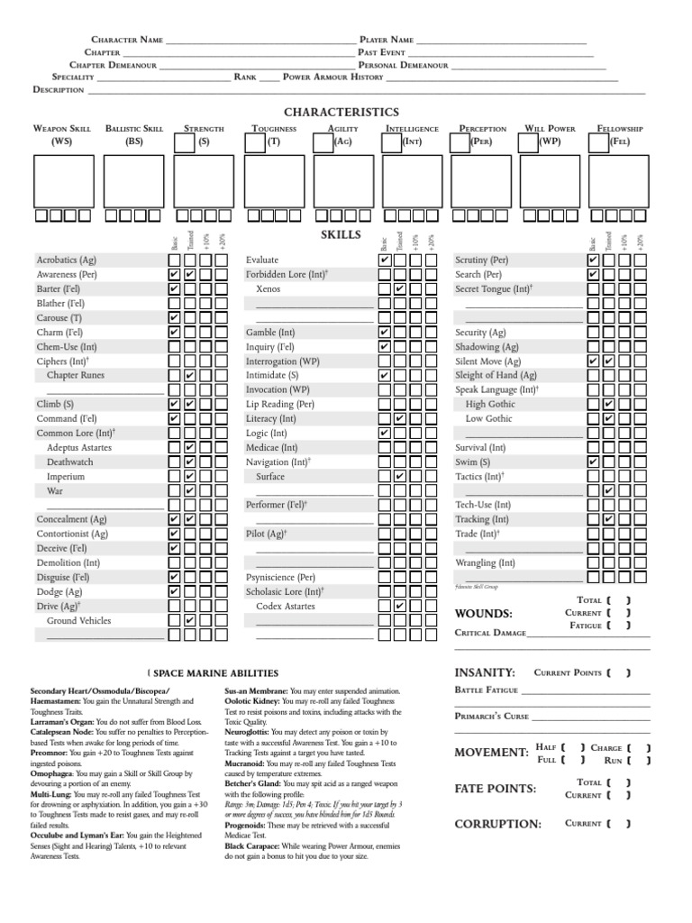 Rogue Trader Form Fillable Character Sheet - Printable Forms Free Online