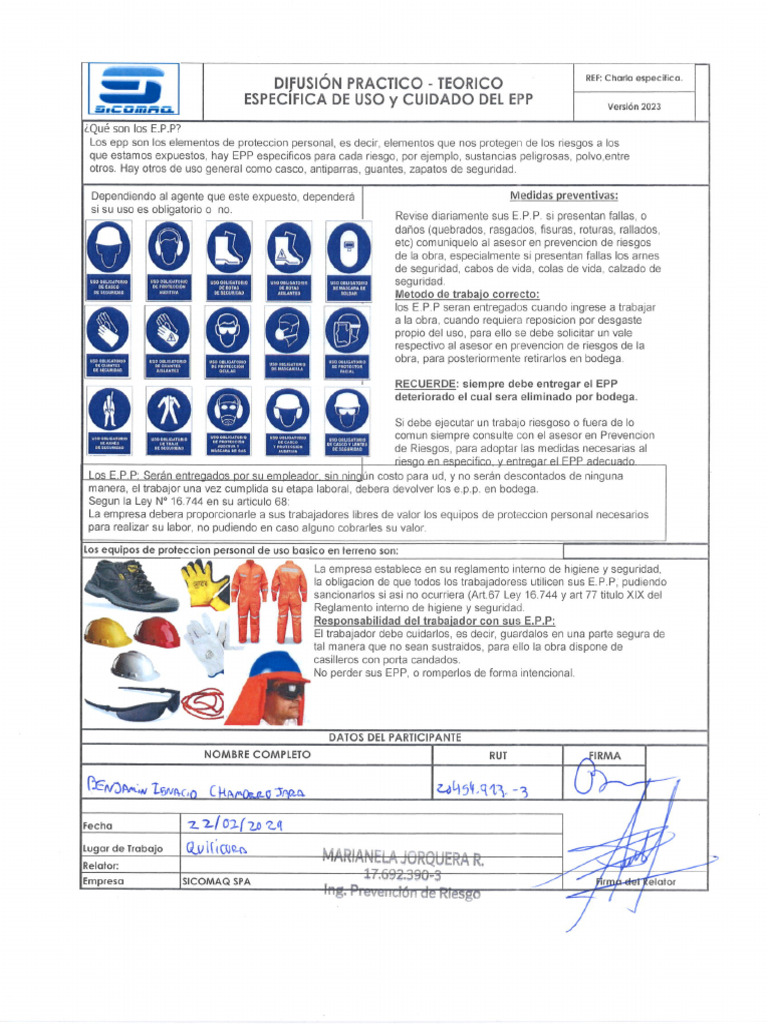 Capacitación Uso de Epp Electromecanico A | PDF