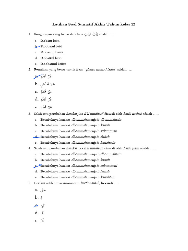Latihan Soal SAT B.Arab Kelas XII | PDF
