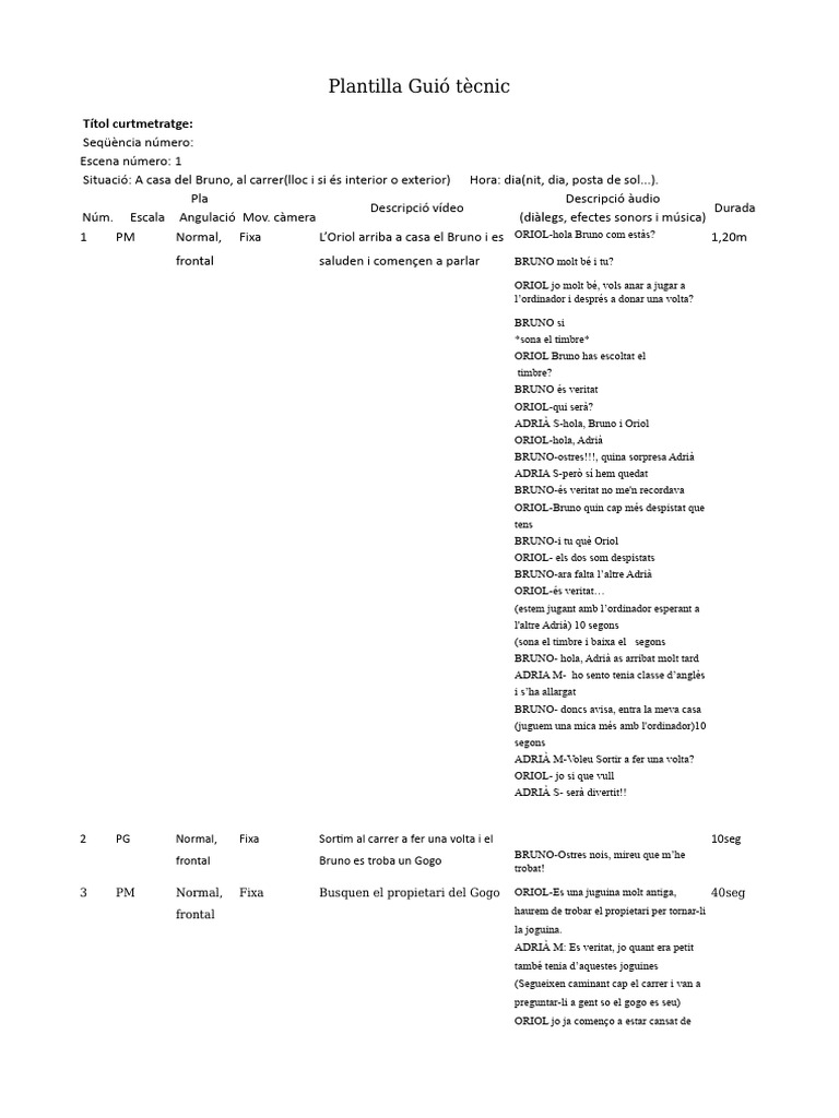 Plantilla Guió Tècnic Fet1 | PDF