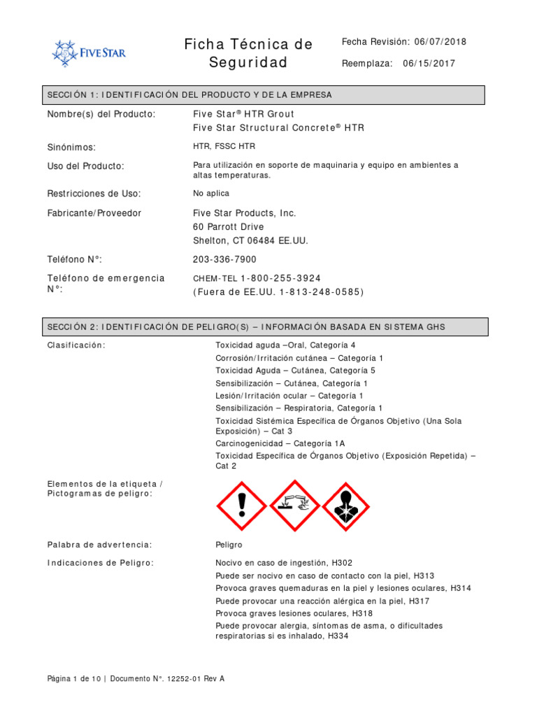 Five Star Structural Concrete HTR SDS 1976172 | Descargar gratis PDF ...