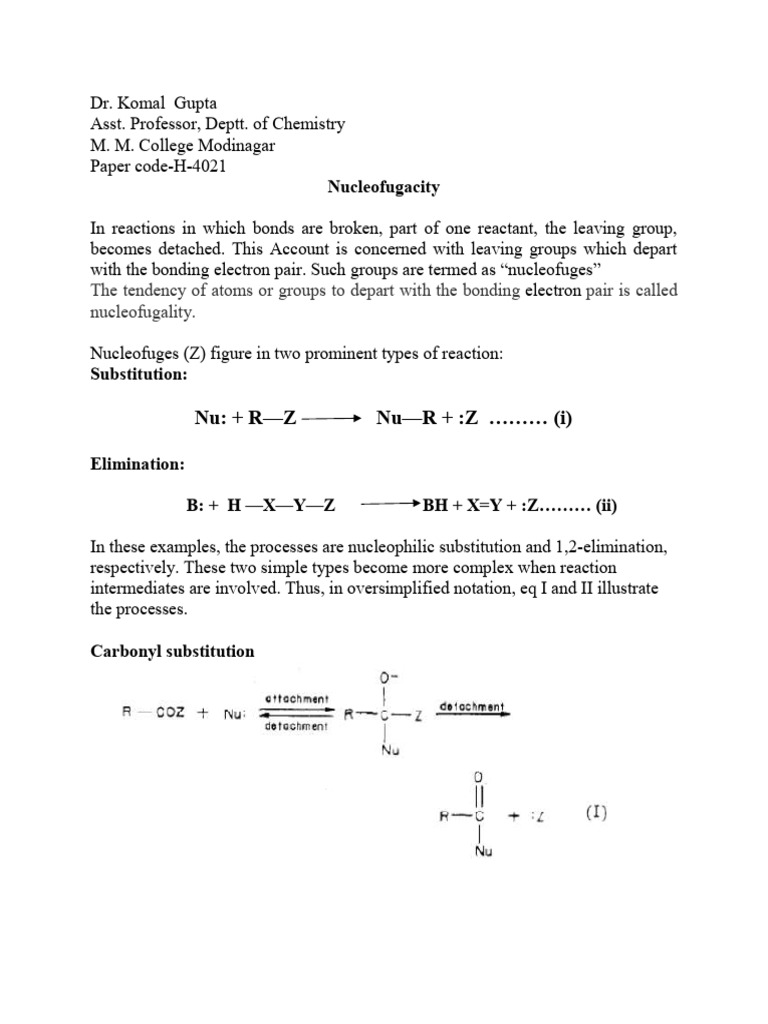 Nucleofugacity | PDF | Teaching Methods & Materials | Technology & Engineering