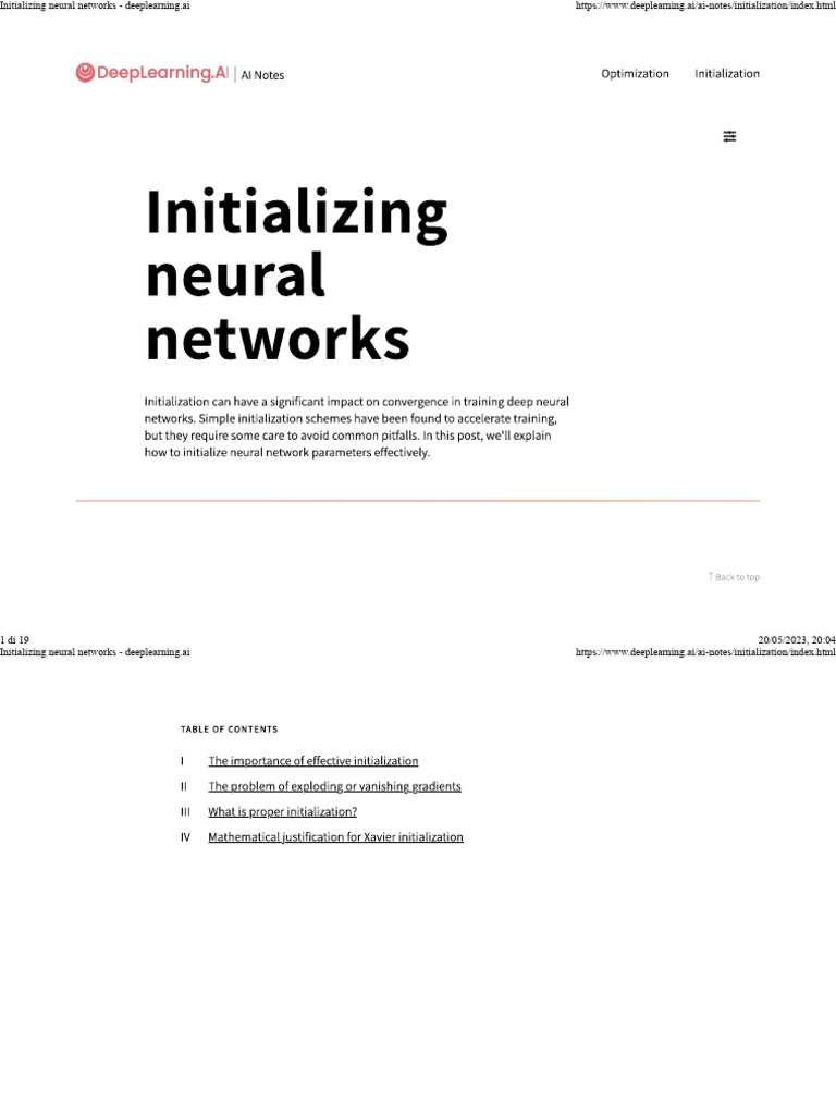 Initializing Neural Networks - Deeplearning - Ai | PDF | Computational Neuroscience