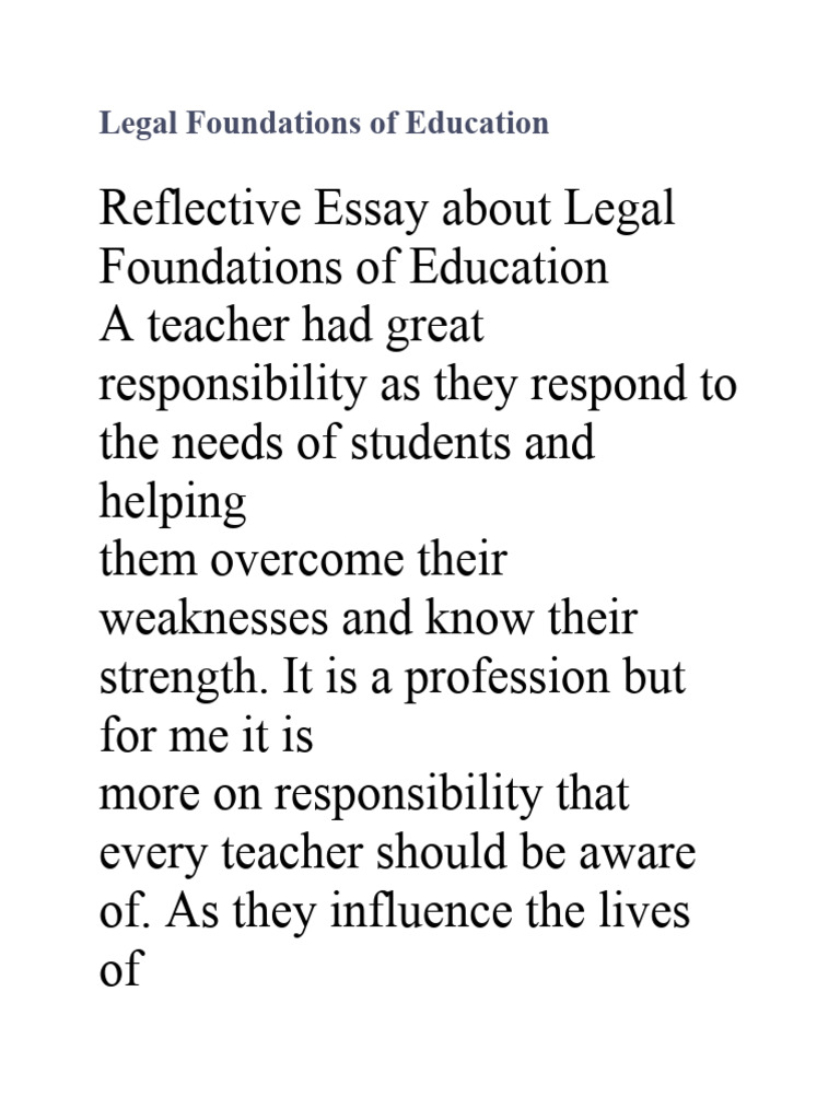 Legal Foundations Of Education Pdf Methodology Teachers