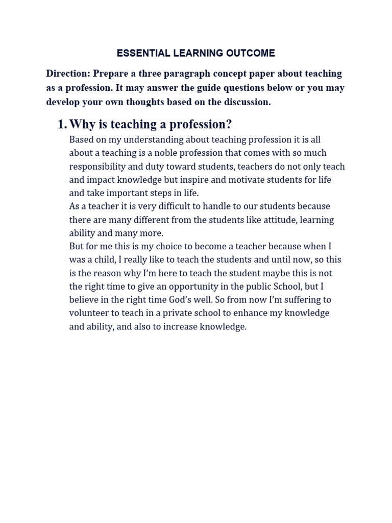 Essential Learning Outcome | PDF | Teachers | Knowledge