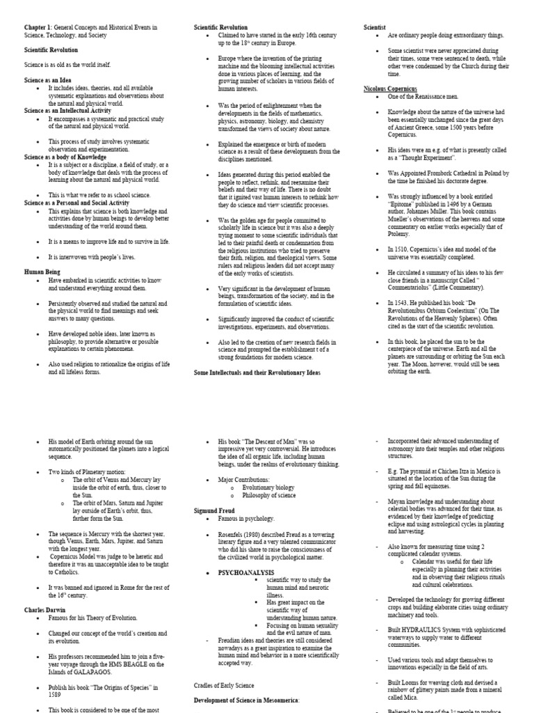 STS - Chapter 1 General Concepts and Historical Events in Science, Technology and Society | PDF ...