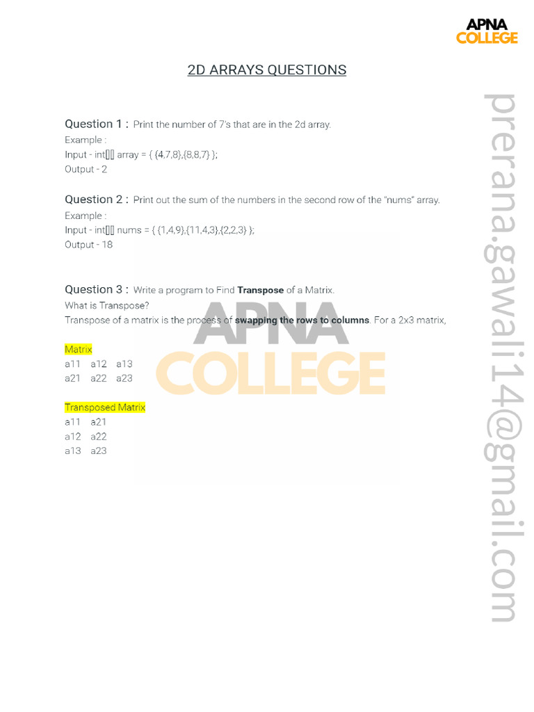 Practice Questions | PDF