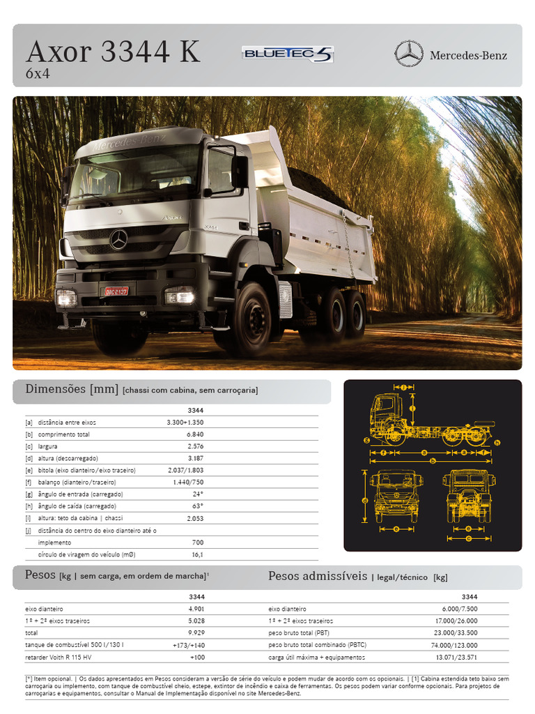 Axor 3344 Basculante | PDF | Eixo | Veículo motorizado