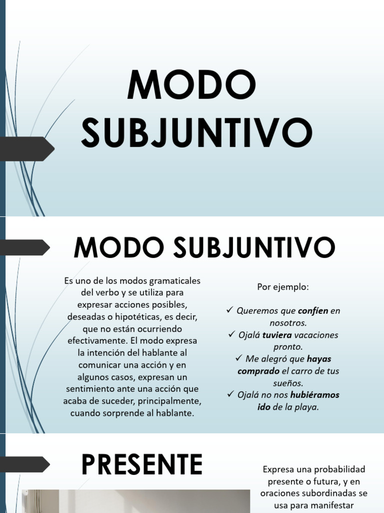 Ejemplos del Modo Subjuntivo | PDF | Verbo | Morfología Lingüística