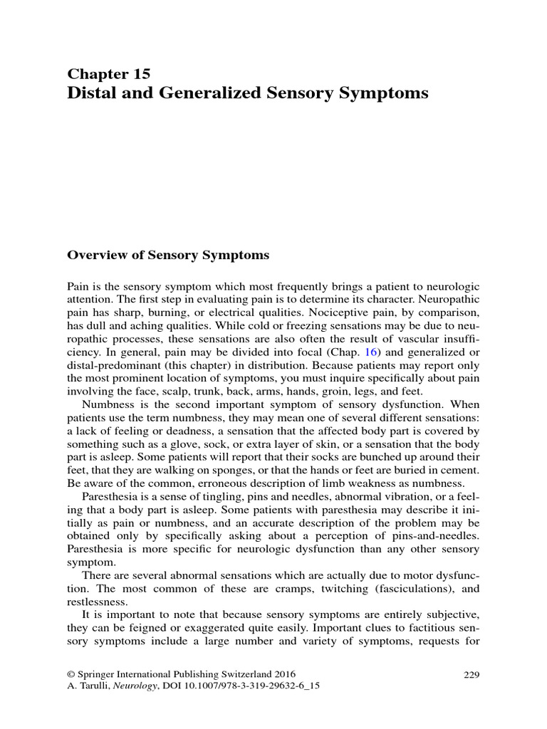 Distal and Generalized Sensory Symptoms | PDF | Peripheral Neuropathy ...