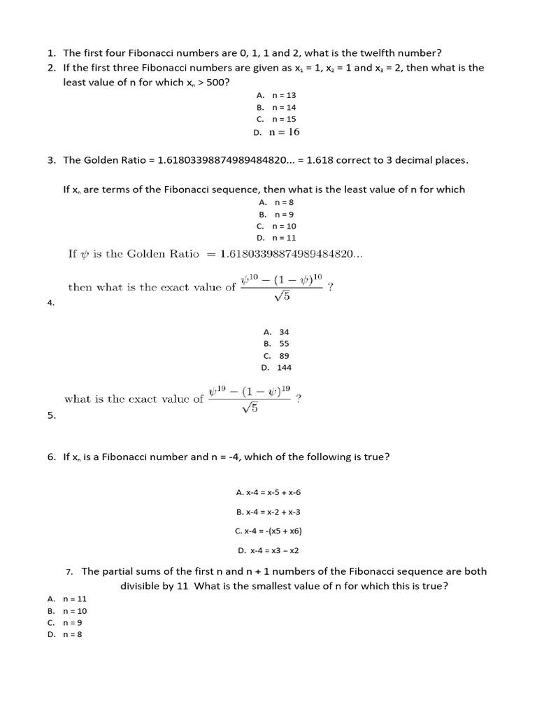Fibonacci 5 | PDF | Mathematical Concepts | Mathematics