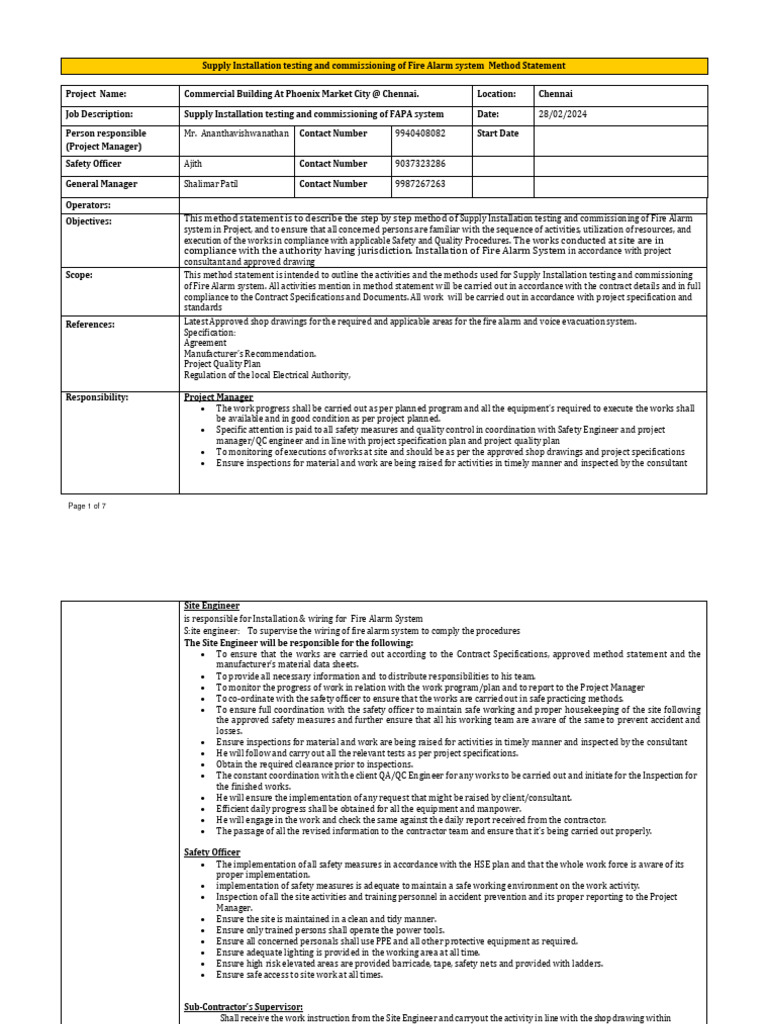 FAPA Method Statement | PDF | Personal Protective Equipment | Electrical Connector